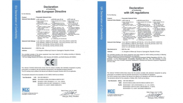 KCC Co., Ltd. [Certification Acquisition] CE, UKCA, RoHS2 Certificates ...